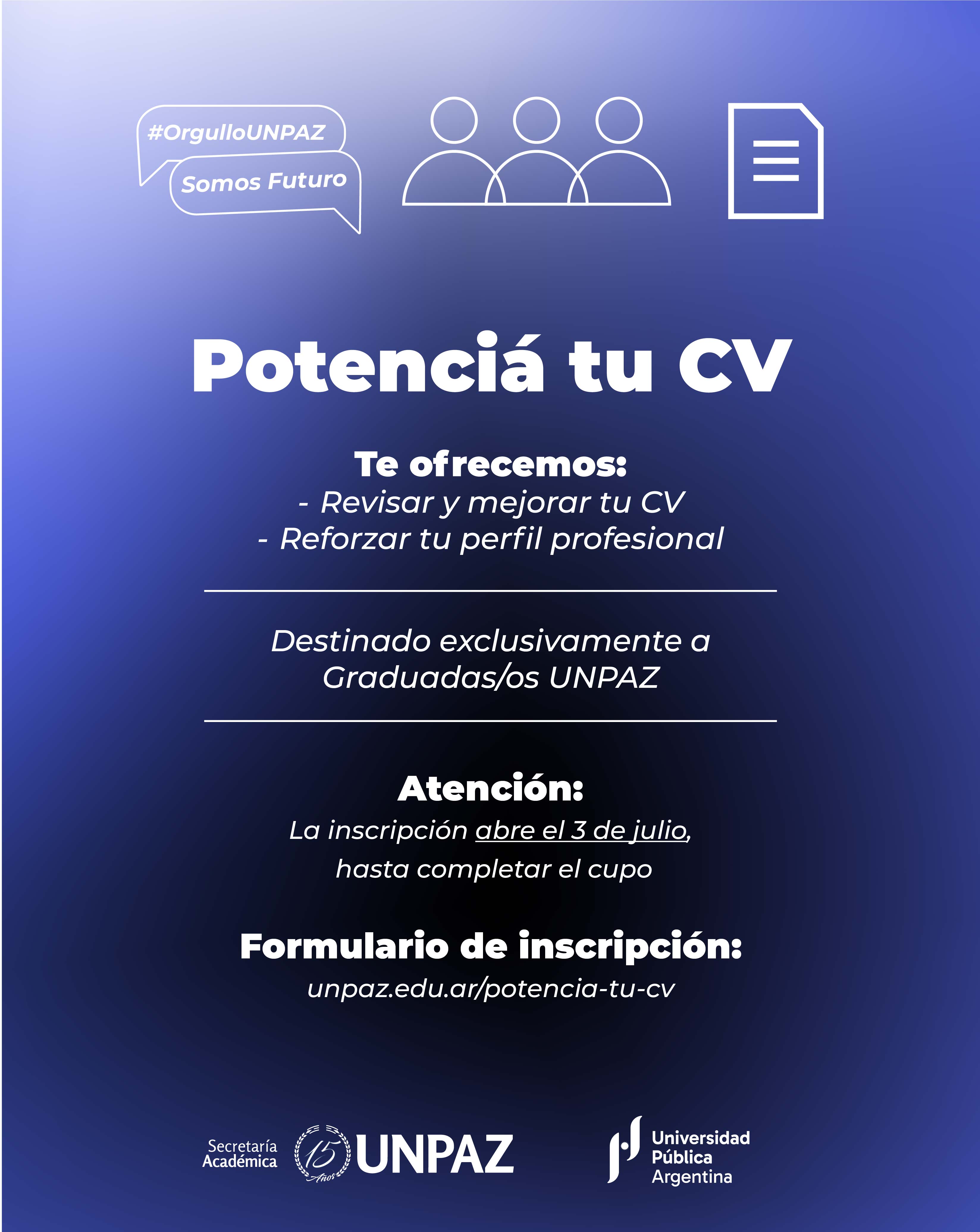 POTENCIÁ TU CV | Universidad Nacional de José C. Paz